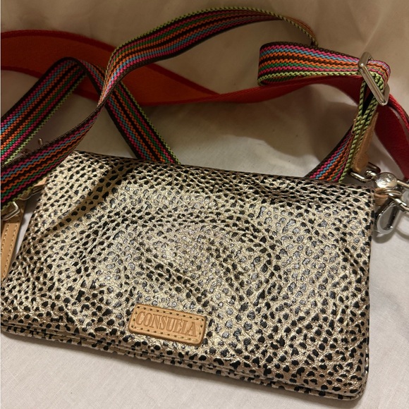 Consuela | Bags | Consuela Metallic Crossbody Bag With Multicolor Strap ...